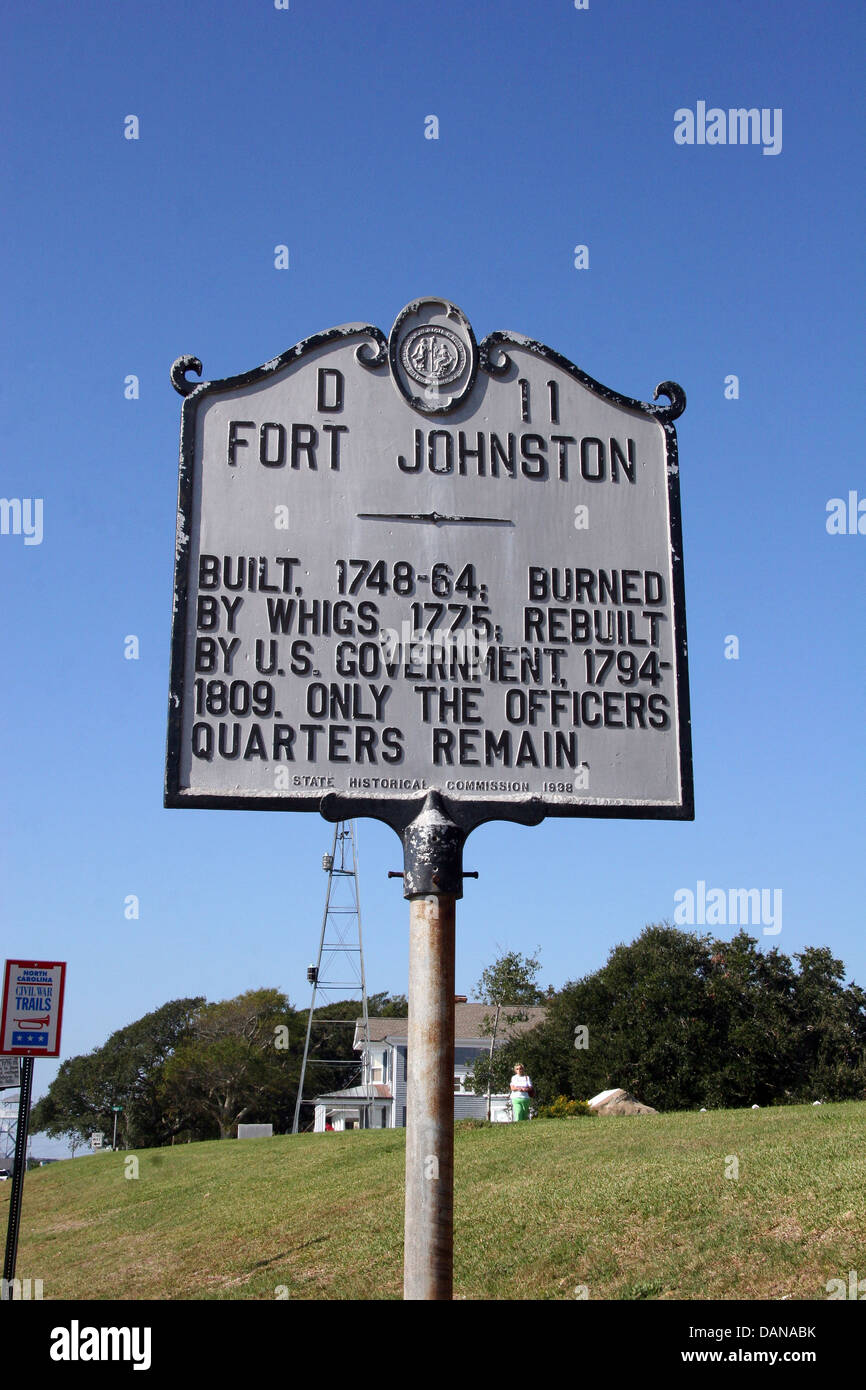 FORT JOHNSTON Built, 1748–54; burned by Whigs, 1775; rebuilt by U.S ...