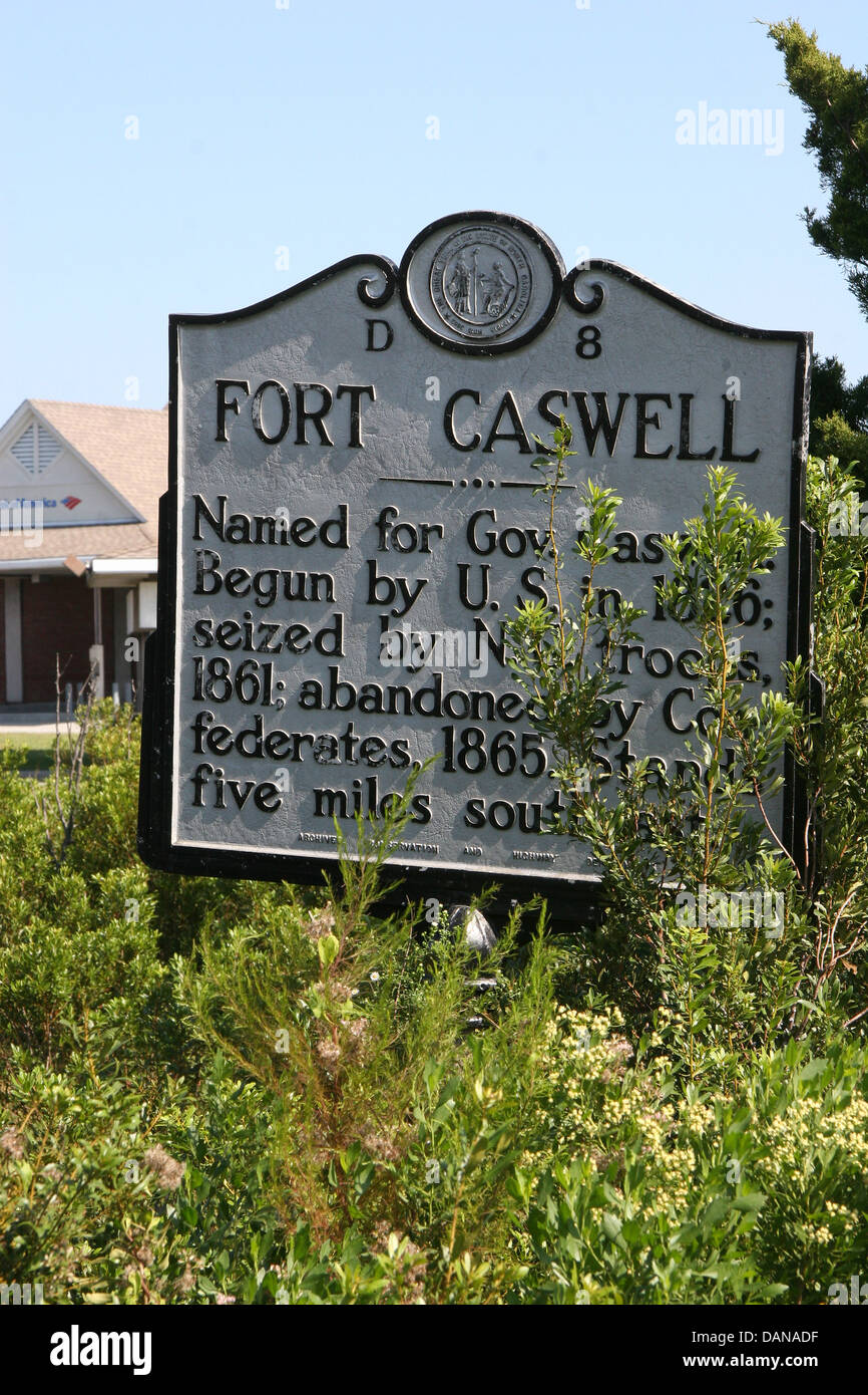 FORT CASWELL Named for Gov. Caswell. Begun by U.S. in 1826; seized by N ...