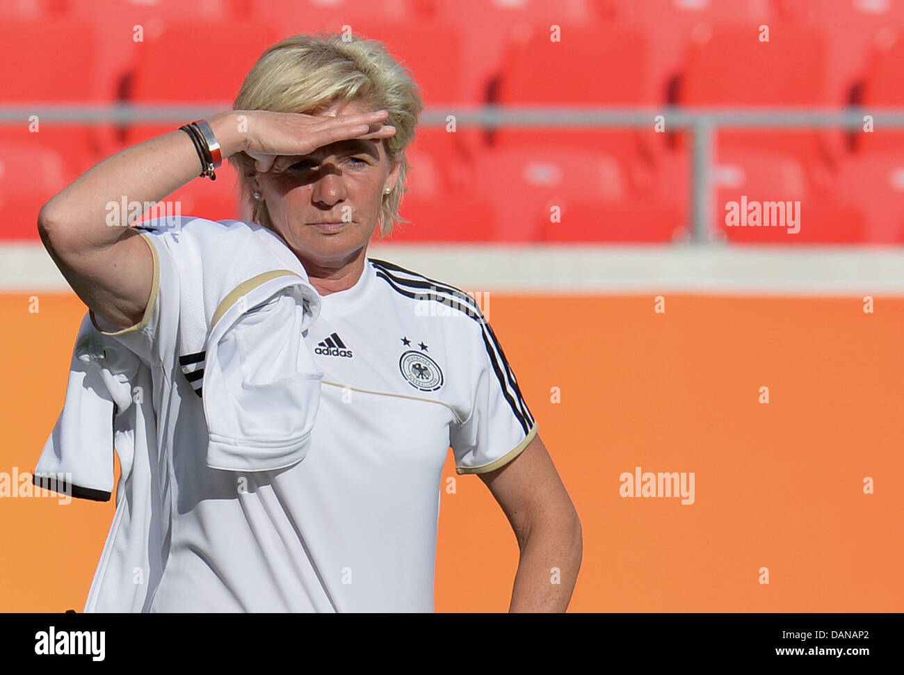Germany's head coach Silvia Neid takes part in a training session for ...