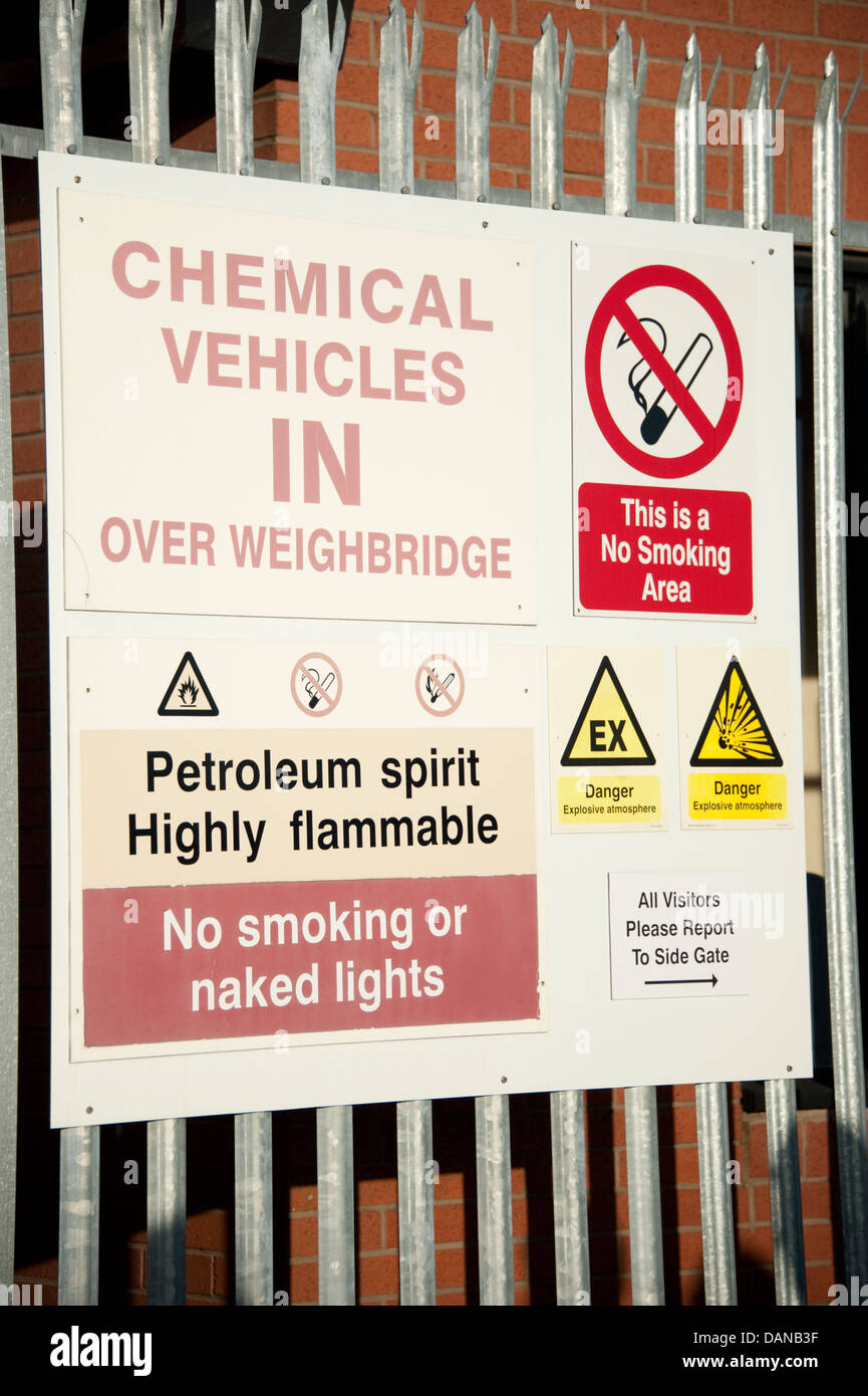 Chemical Vehicle Unloading Danger Sign Factory H&S Stock Photo - Alamy