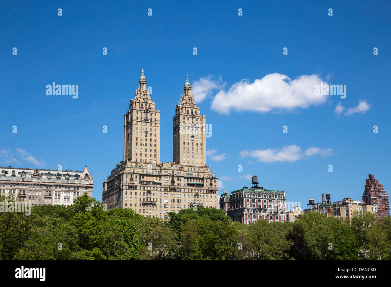The Lake in Central Park with San Remo in the Background, NYC Stock ...
