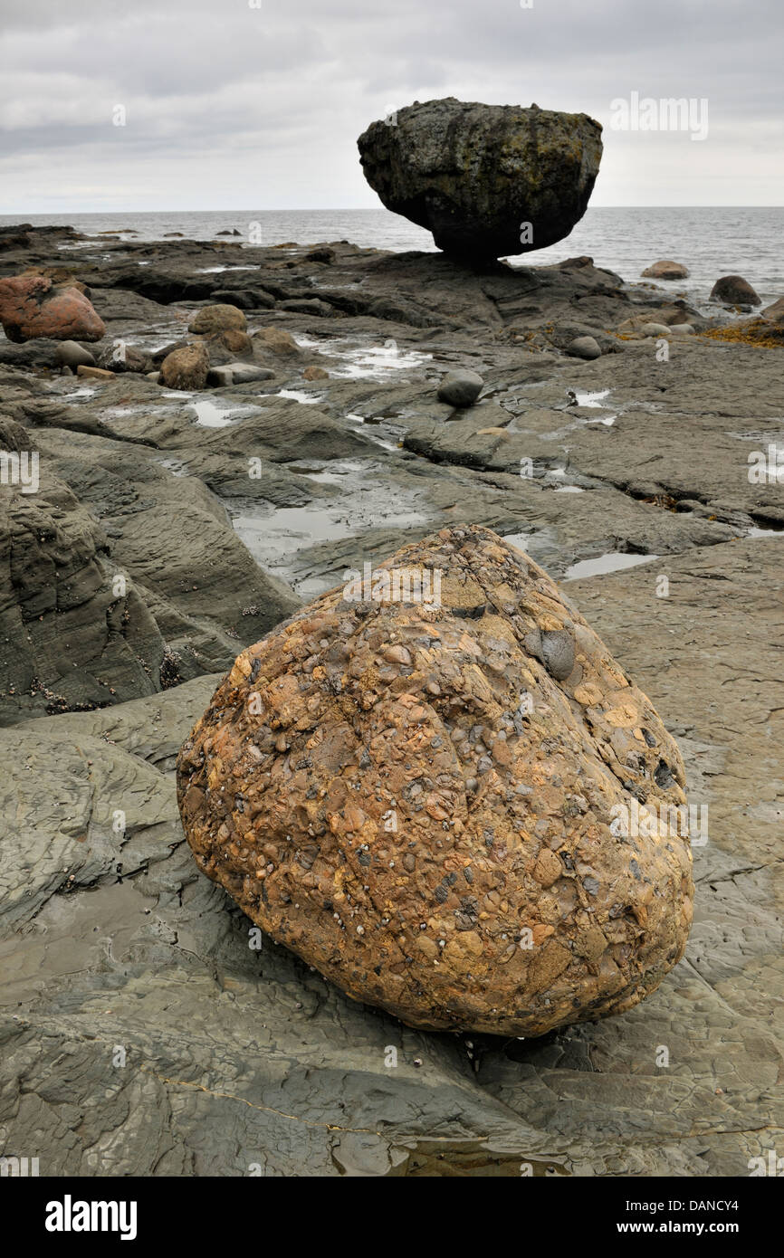 Balance Rock at low tide Haida Gwaii Queen Charlotte Islands- Skidegate ...