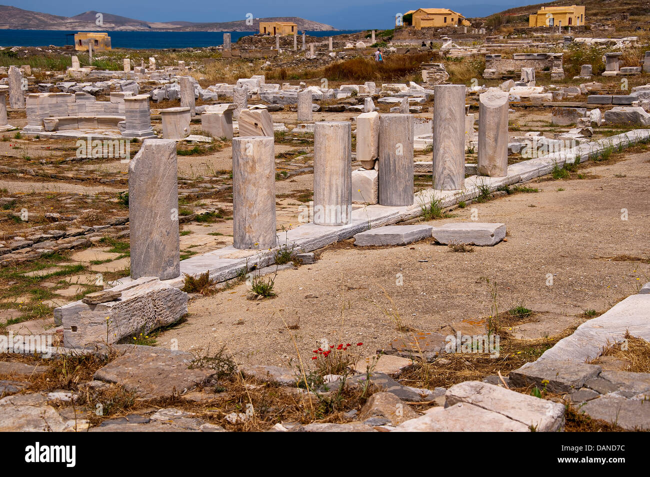 The Temple Island of Delos in the Cyclades Islands Greece Stock Photo ...