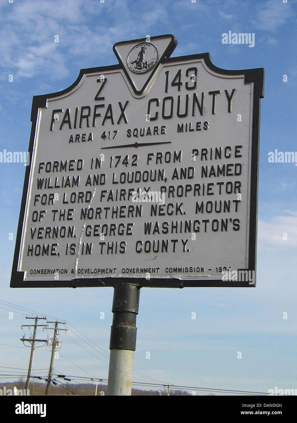 FAIRFAX COUNTY Area 417 Square Miles Formed in 1742 from Prince William ...