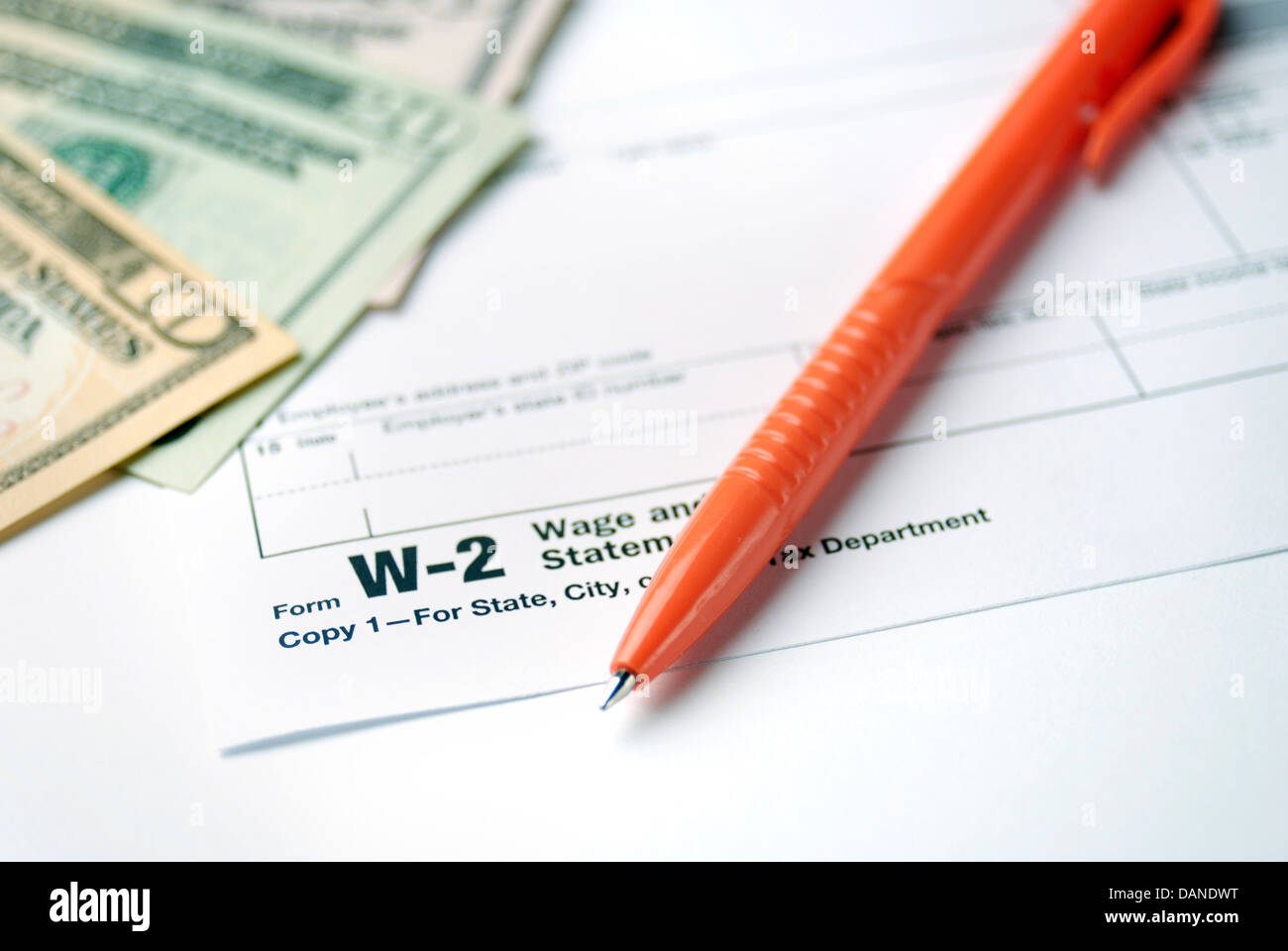 Form W-2 Wage and Tax Statement closeup Stock Photo - Alamy