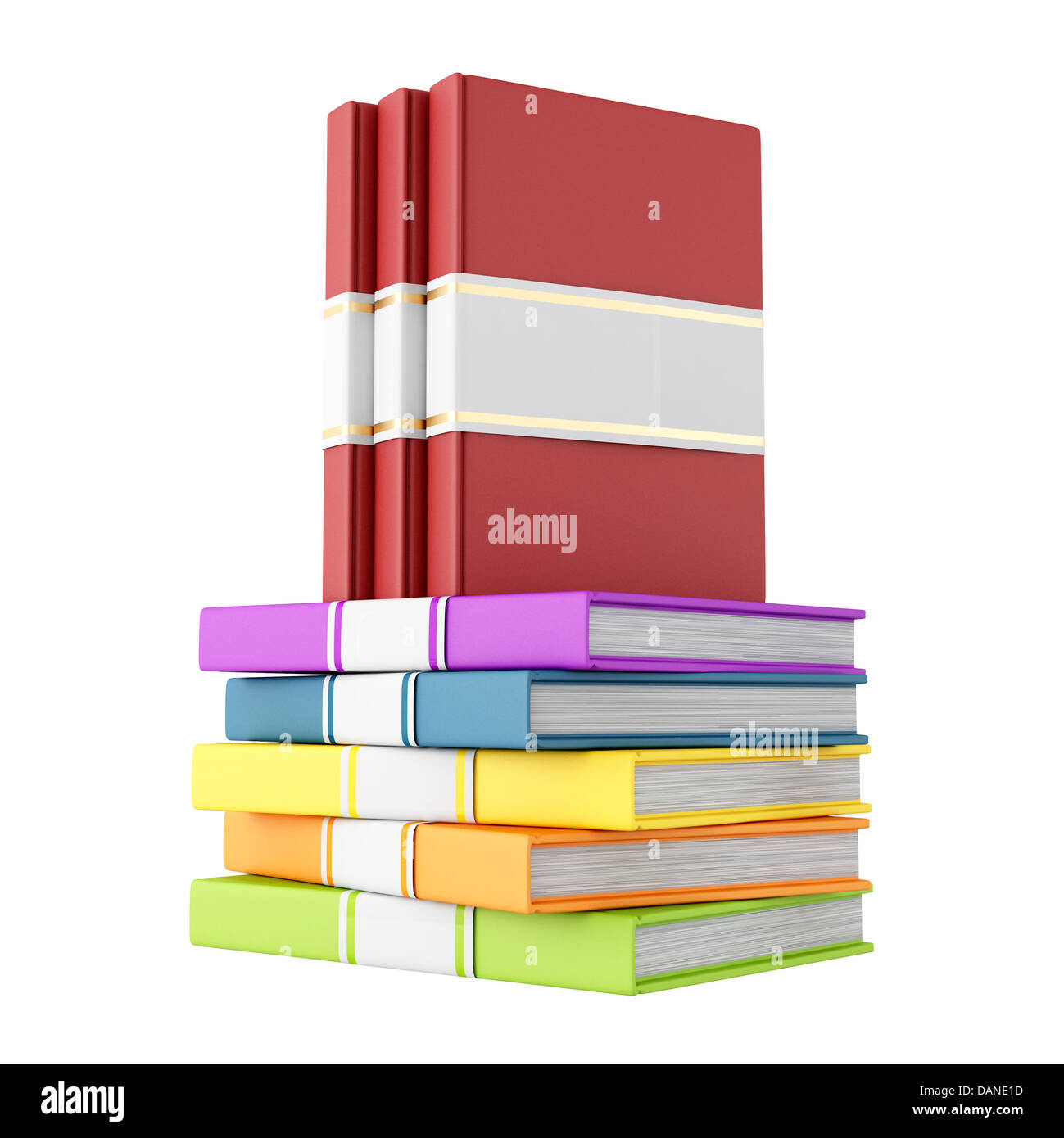 stack of books with cover isolated on white -rendering Stock Photo - Alamy