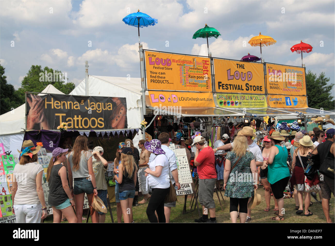 Stalls at Summer Magic Live music festival, Stoke Park, Guildford ...