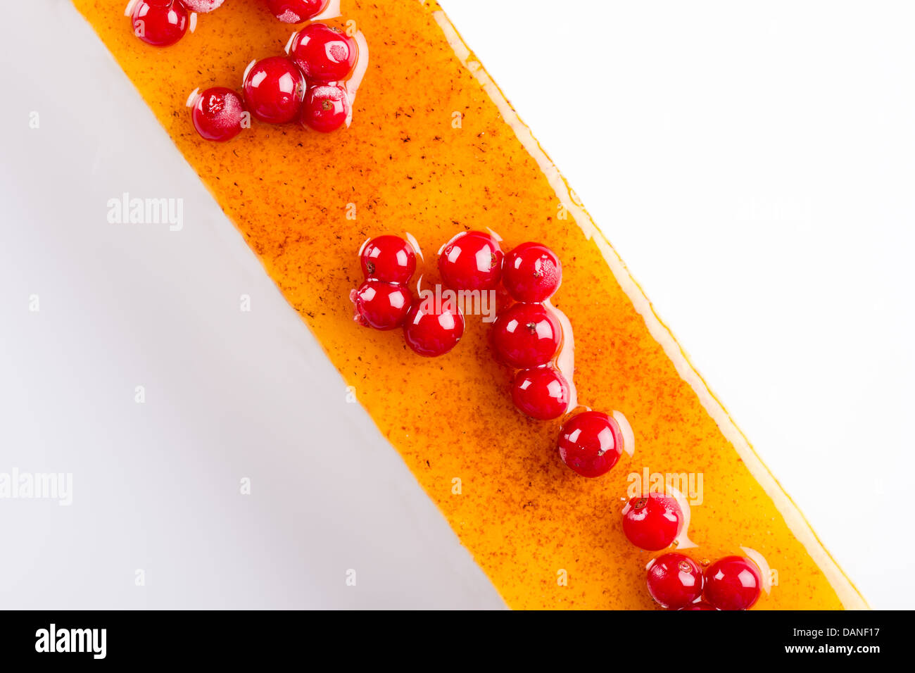 Long lemon mousse cake with billberries overlook Stock Photo - Alamy