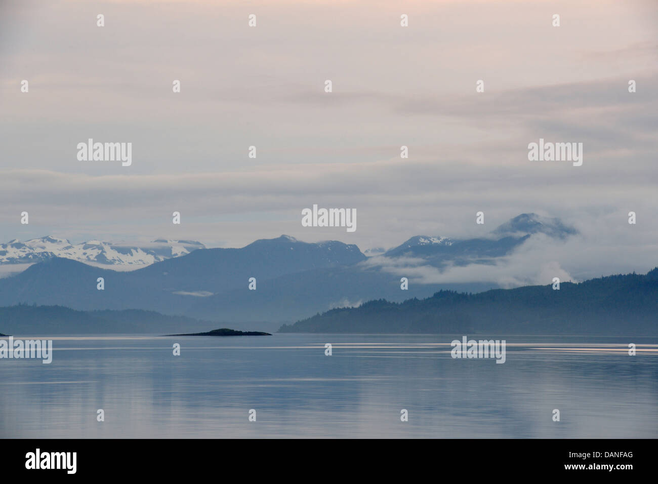 Skideagte Inlet and Graham Island at sunset Haida Gwaii Queen Charlotte ...