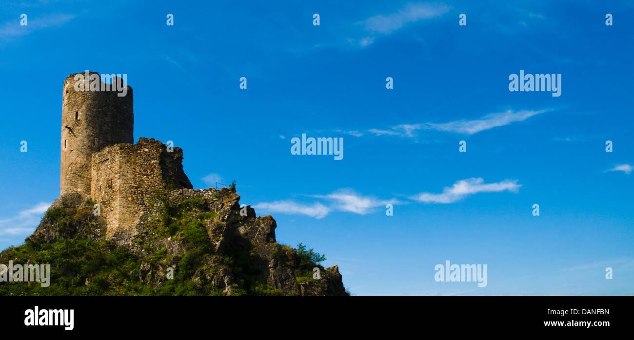 One of the castles at Lastours in the Pyrenees, famous for the Cathar ...