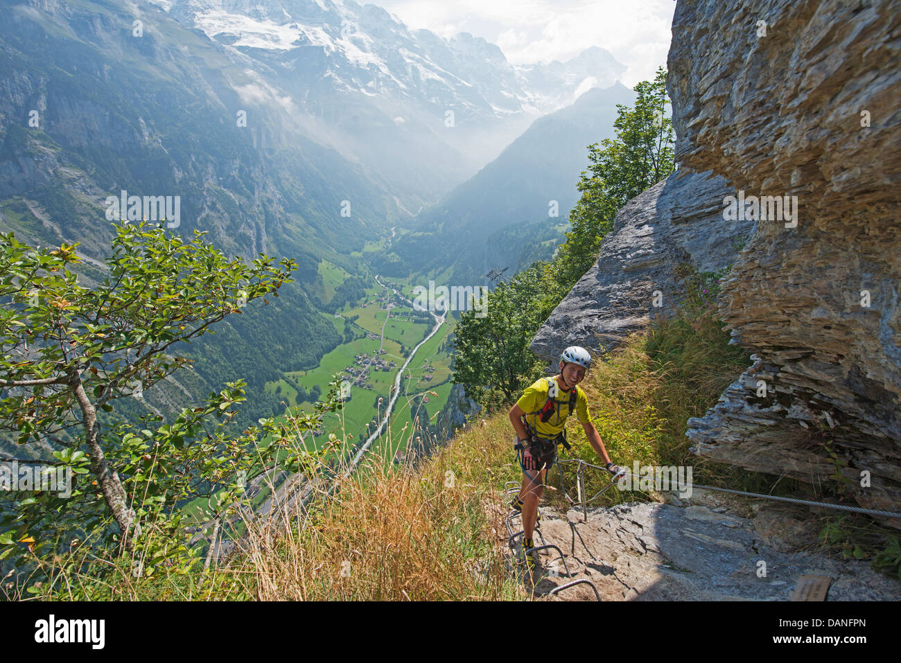 Europe, Swiss Alps, Switzerland, Bernese Oberland, Murren, via ferrata ...