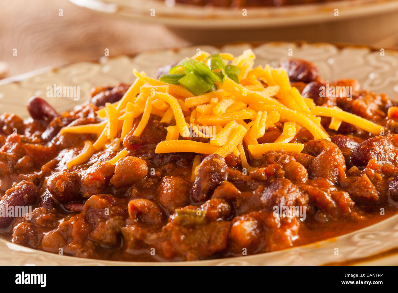 Spicy Homemade Chili Con Carne Soup in a Bowl Stock Photo - Alamy