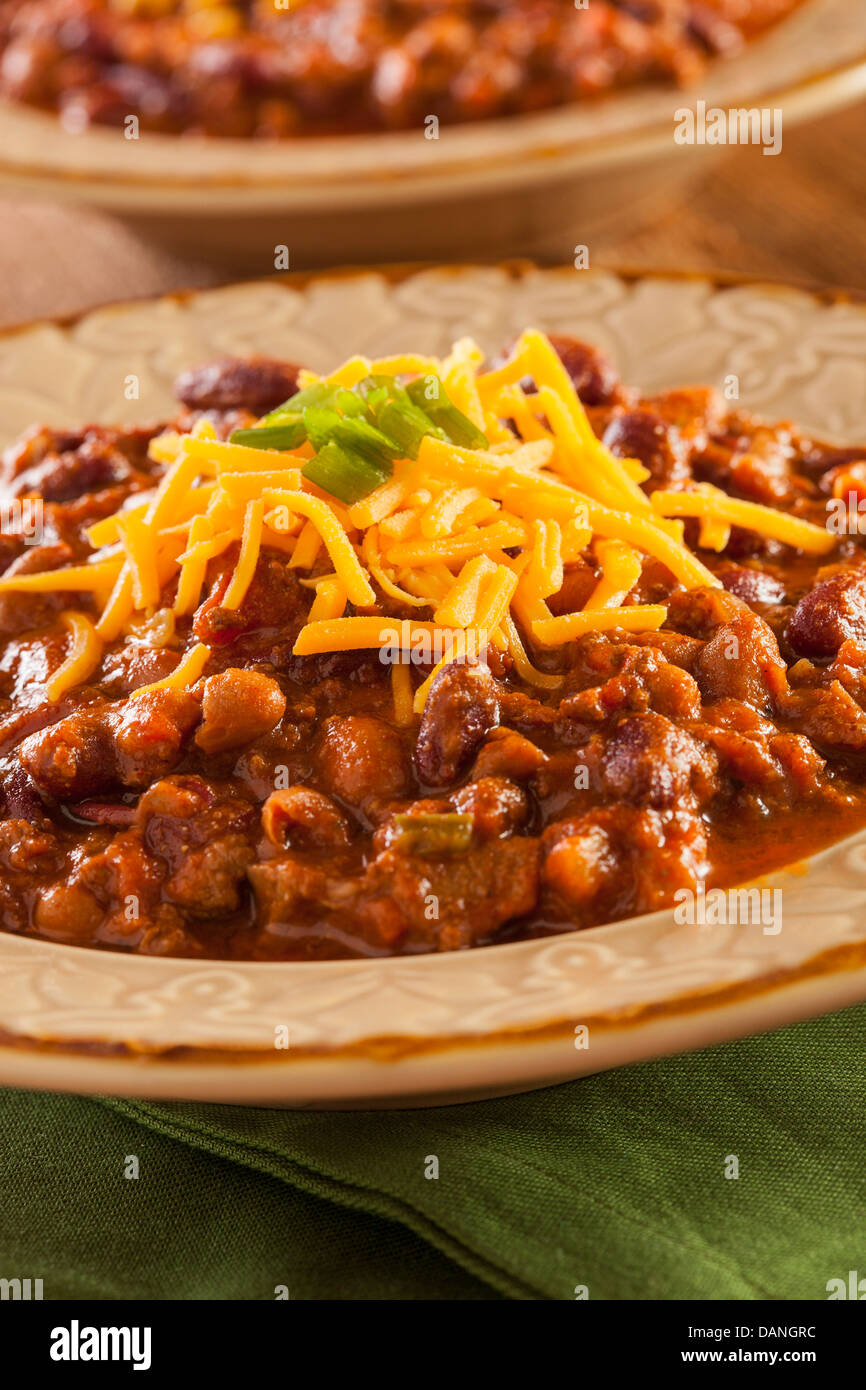 Spicy Homemade Chili Con Carne Soup in a Bowl Stock Photo - Alamy