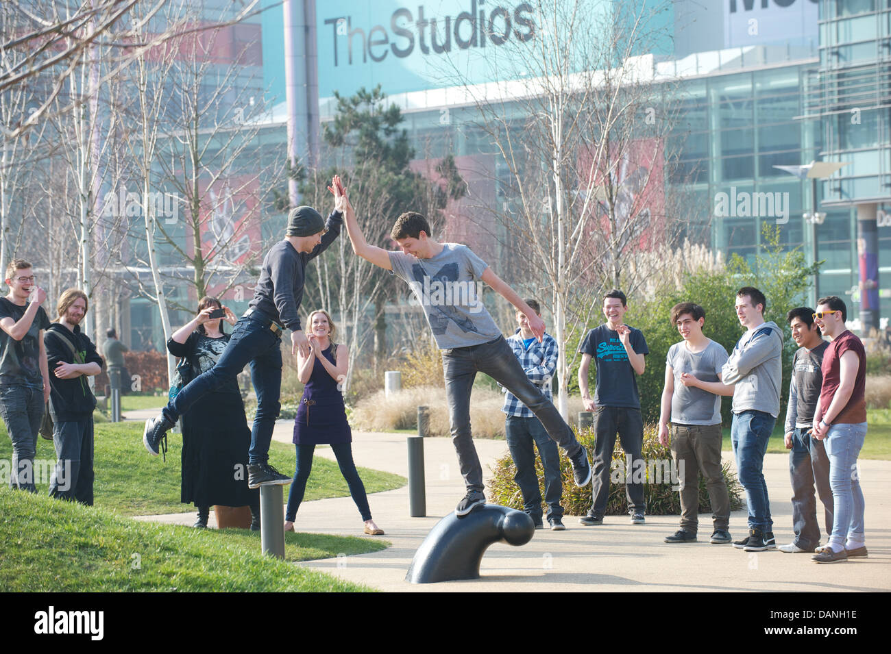 University of Salford students at Media City UK, Salford Stock Photo ...