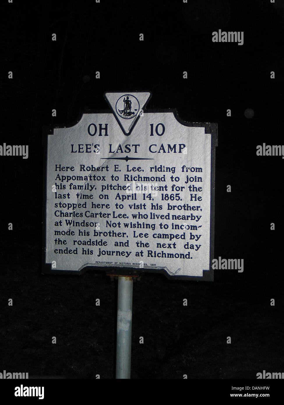 LEE'S LAST CAMP Here Robert E. Lee, riding from Appomattox to Richmond ...