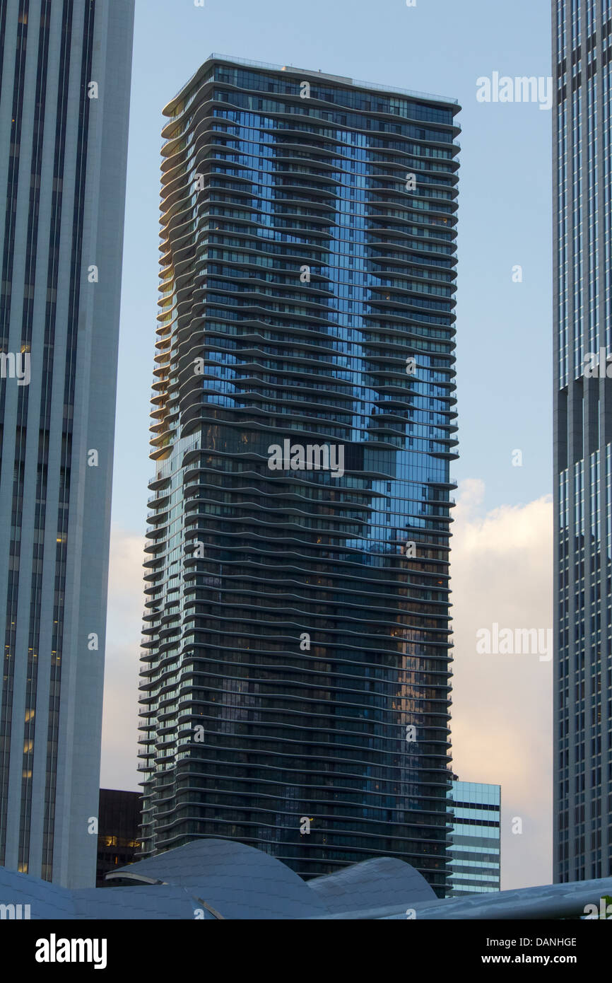 Aqua, a building designed by Jeanne Gang. Chicago, Illinois Stock Photo ...