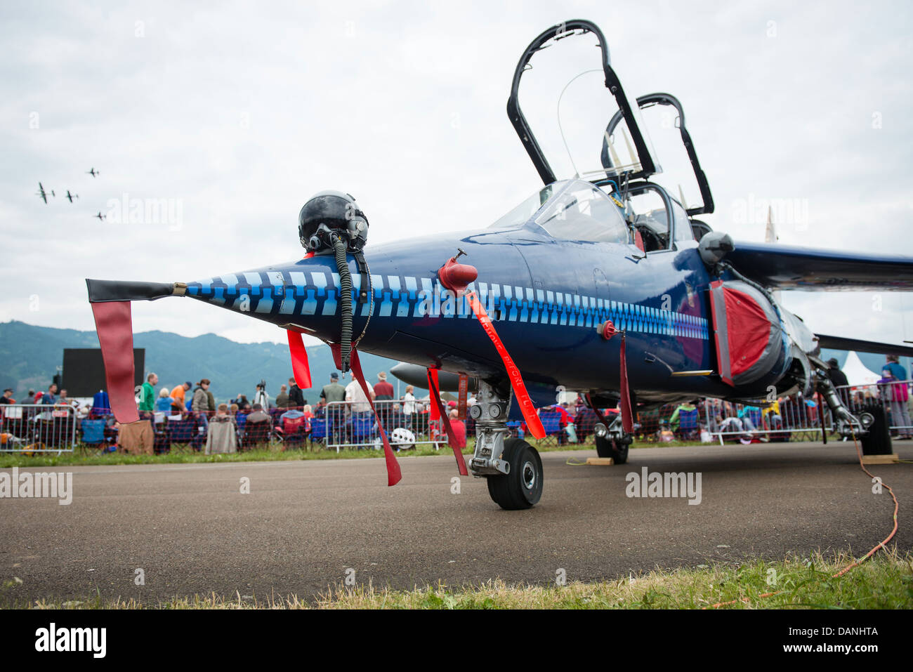 Military jet airplane on static display during Airpower 2013 airshow in ...