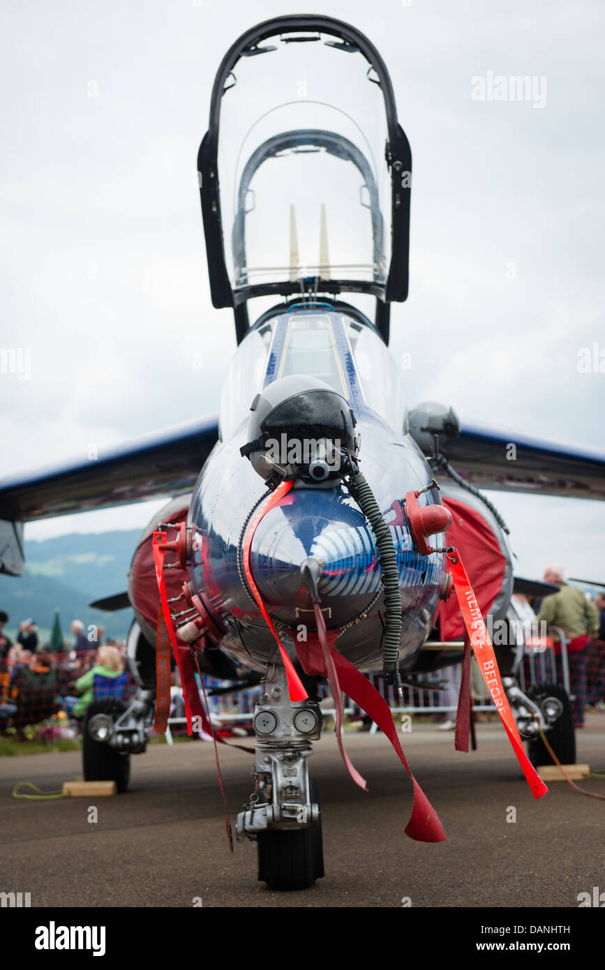 Military jet airplane on static display during Airpower 2013 airshow in ...