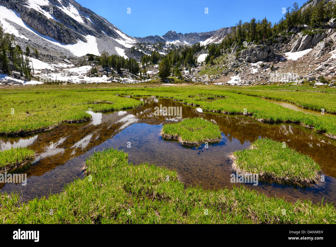 Small pond in a subalpine basin in Oregon's Wallowa Mountains Stock ...