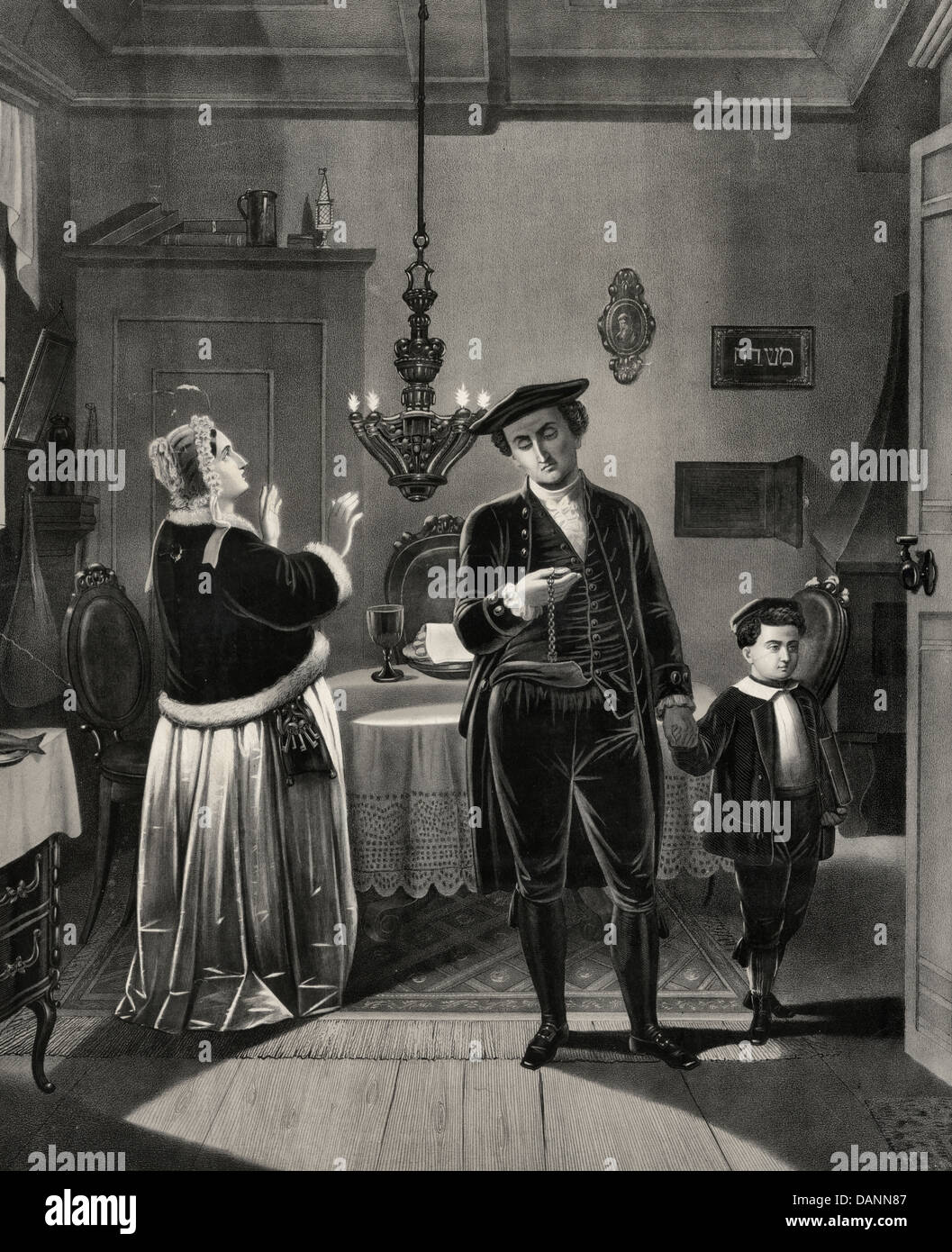 Beginning of the sabbath - Jewish Family starting the Sabbath, circa ...