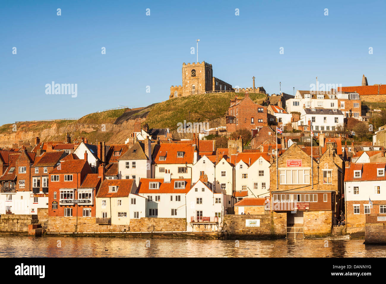 The Church of Saint Mary on the East Cliff overlooking Whitby Harbour ...