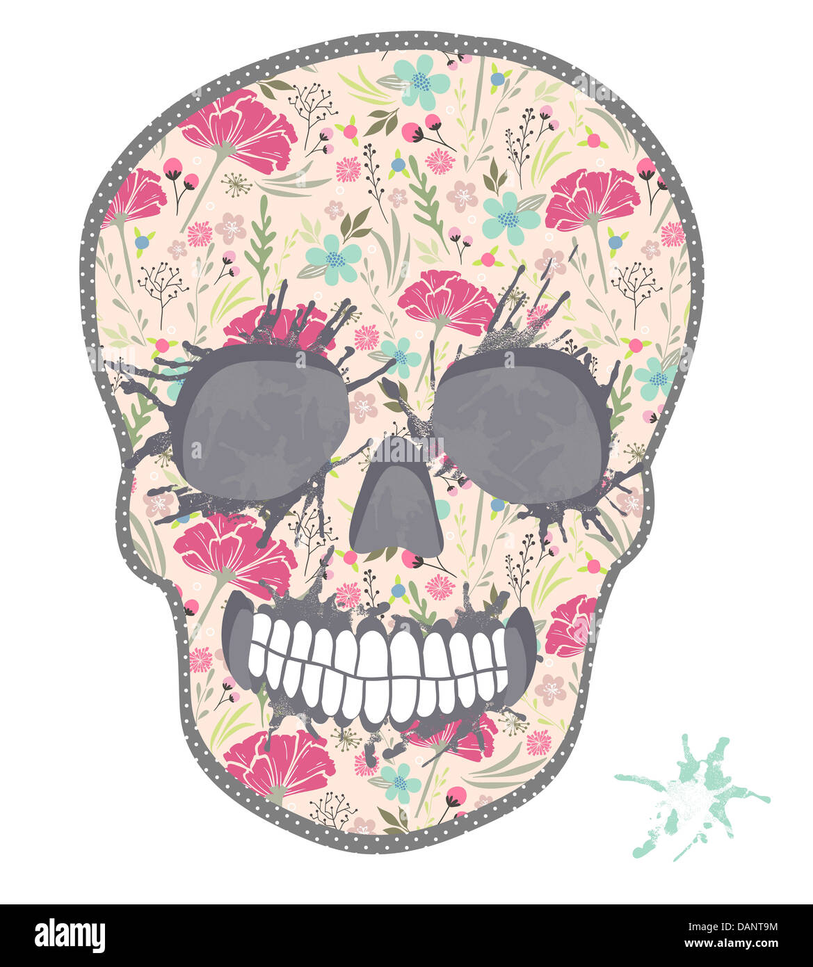 Cute skull with floral pattern. Skull from flowers Stock Photo - Alamy