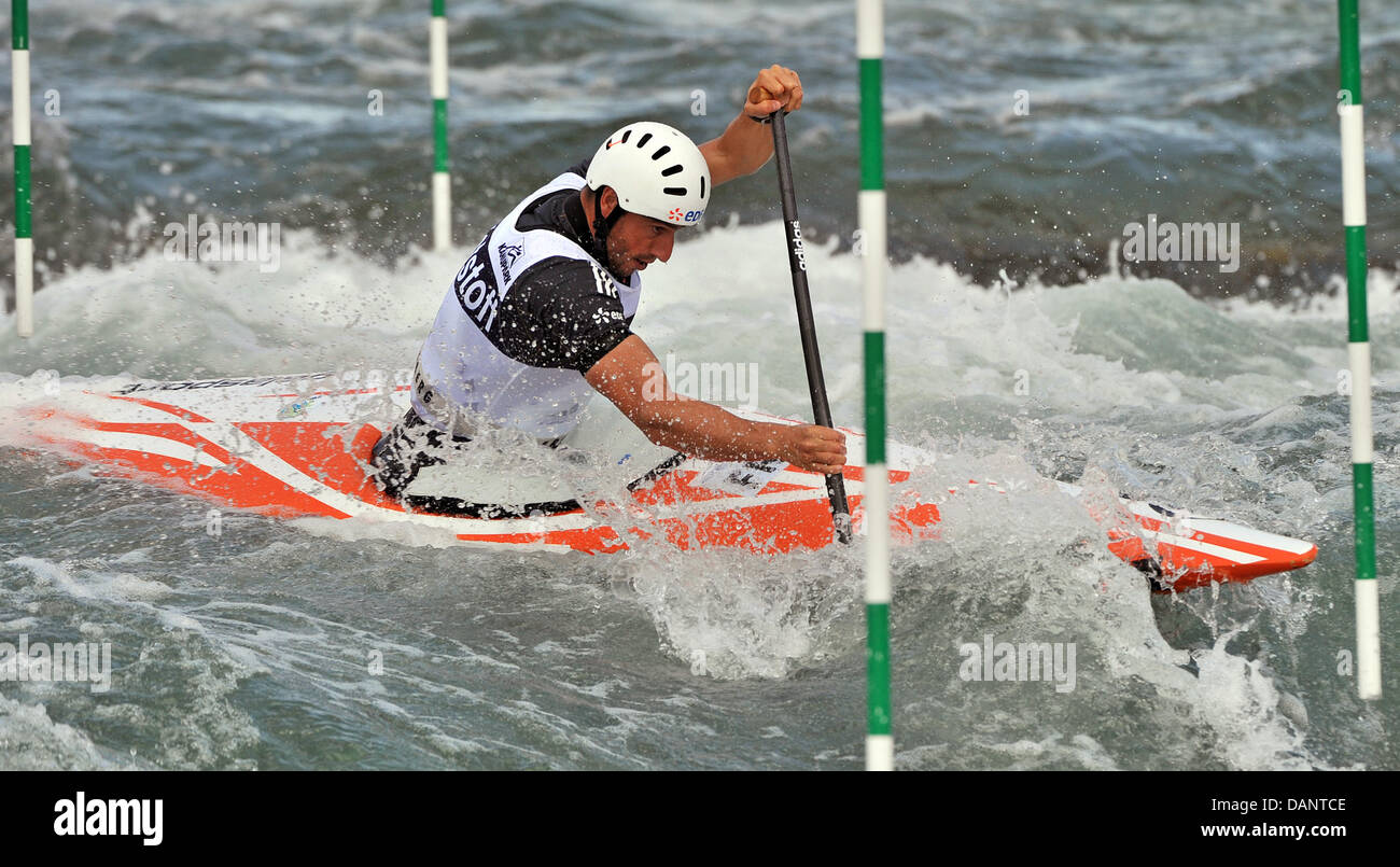 French canoeist Tony Estanguet paddles in one-man canoe (C1) in third ...