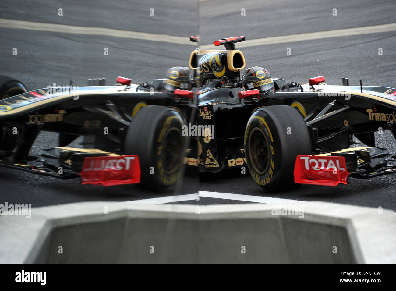 The car of German Formula One driver Nick Heidfeld of Lotus Renault is ...
