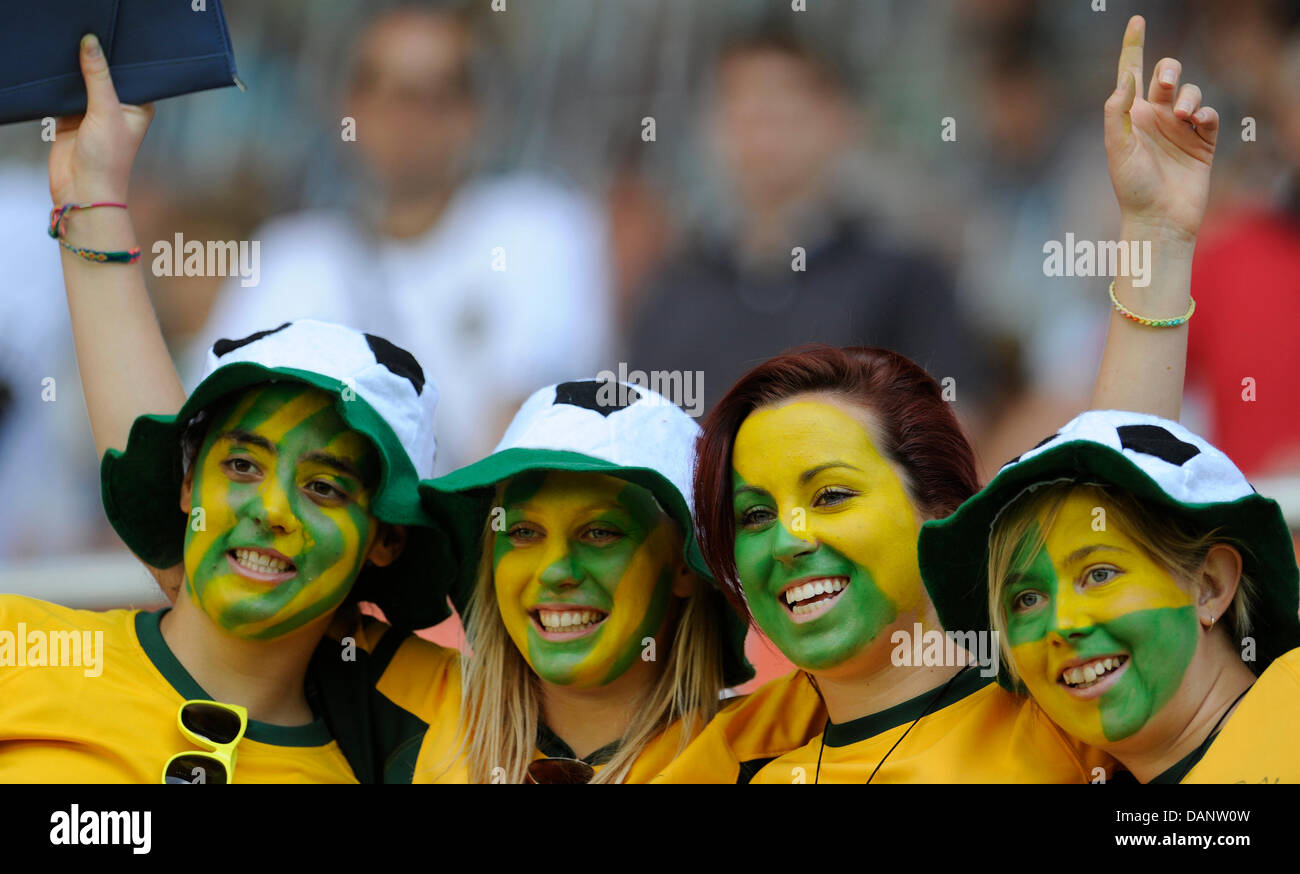 Australia's supporters cheer prior to the quarter-final soccer match of ...