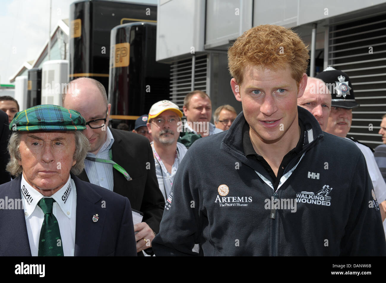 Britain's Prince Harry (R) and former British Formula One driver Sir ...