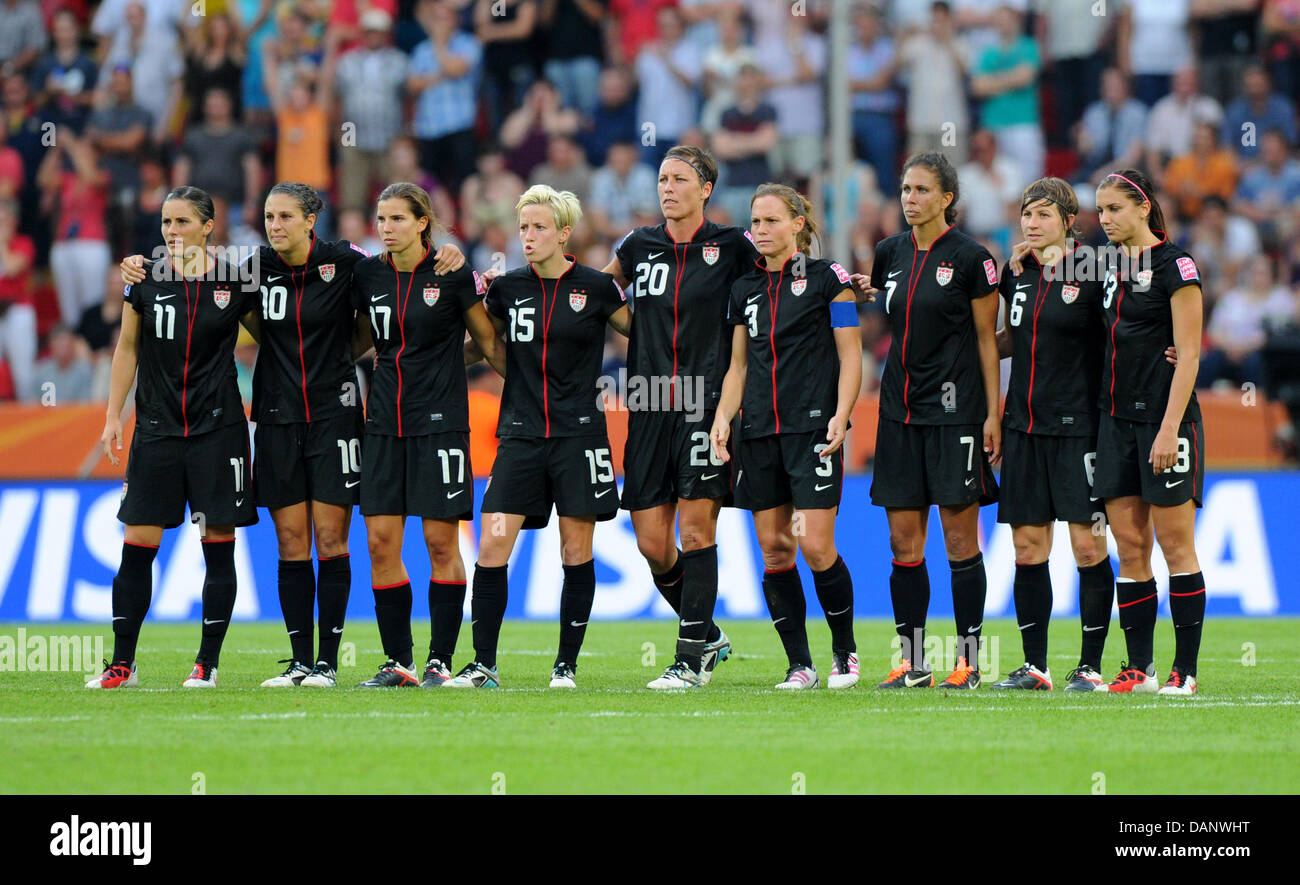 USA's Alex Krieger (L-R), Carli Lloyd, Tobin Heath, Megan Rapinoe ...