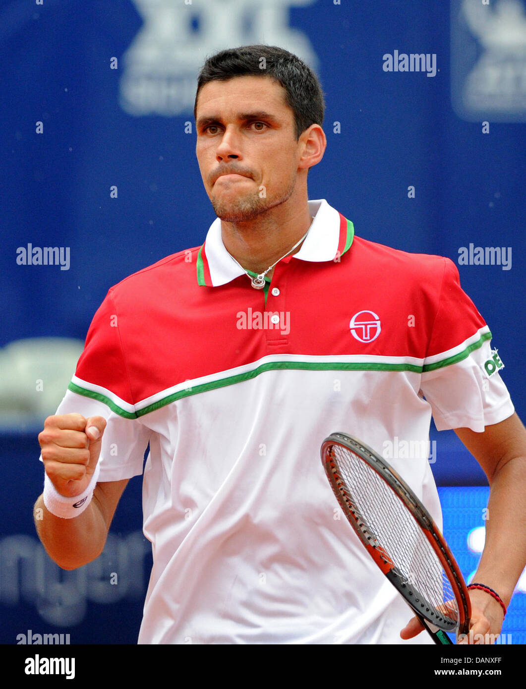 Romania's Victor Hanescu cheers during his ATP tournament second round ...