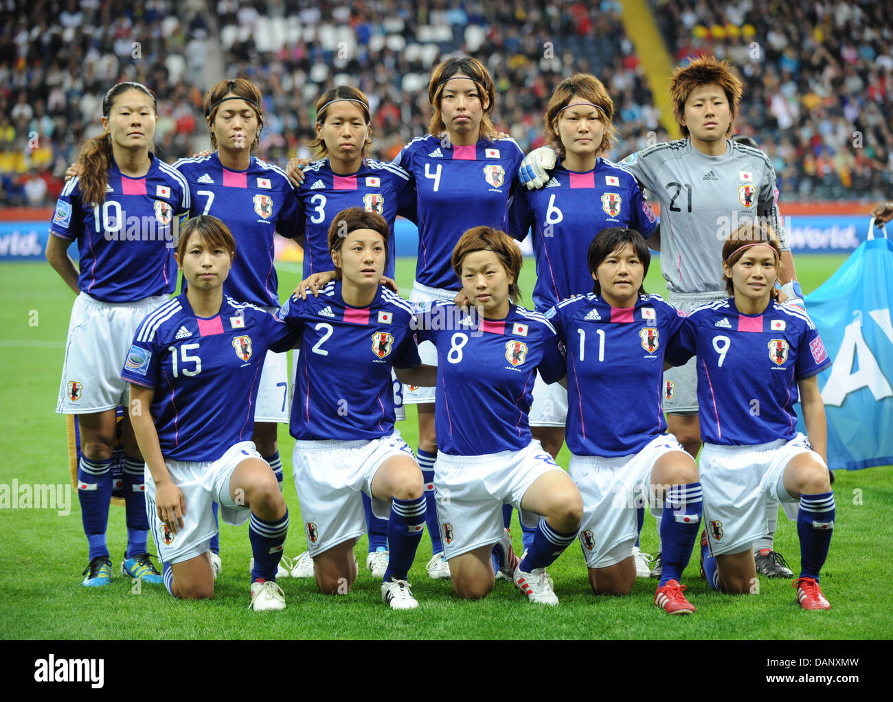 The starting line-up of Japan poses for the group photo prior to the ...