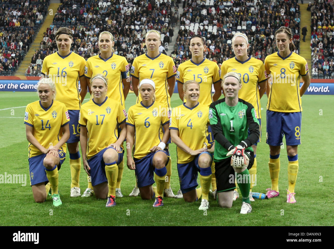 The starting line-up of Sweden poses for the group photo prior to the ...