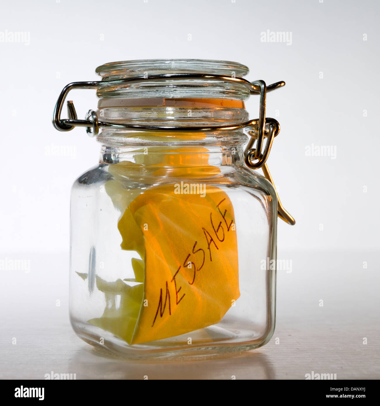 message in a bottle white background (square Stock Photo - Alamy