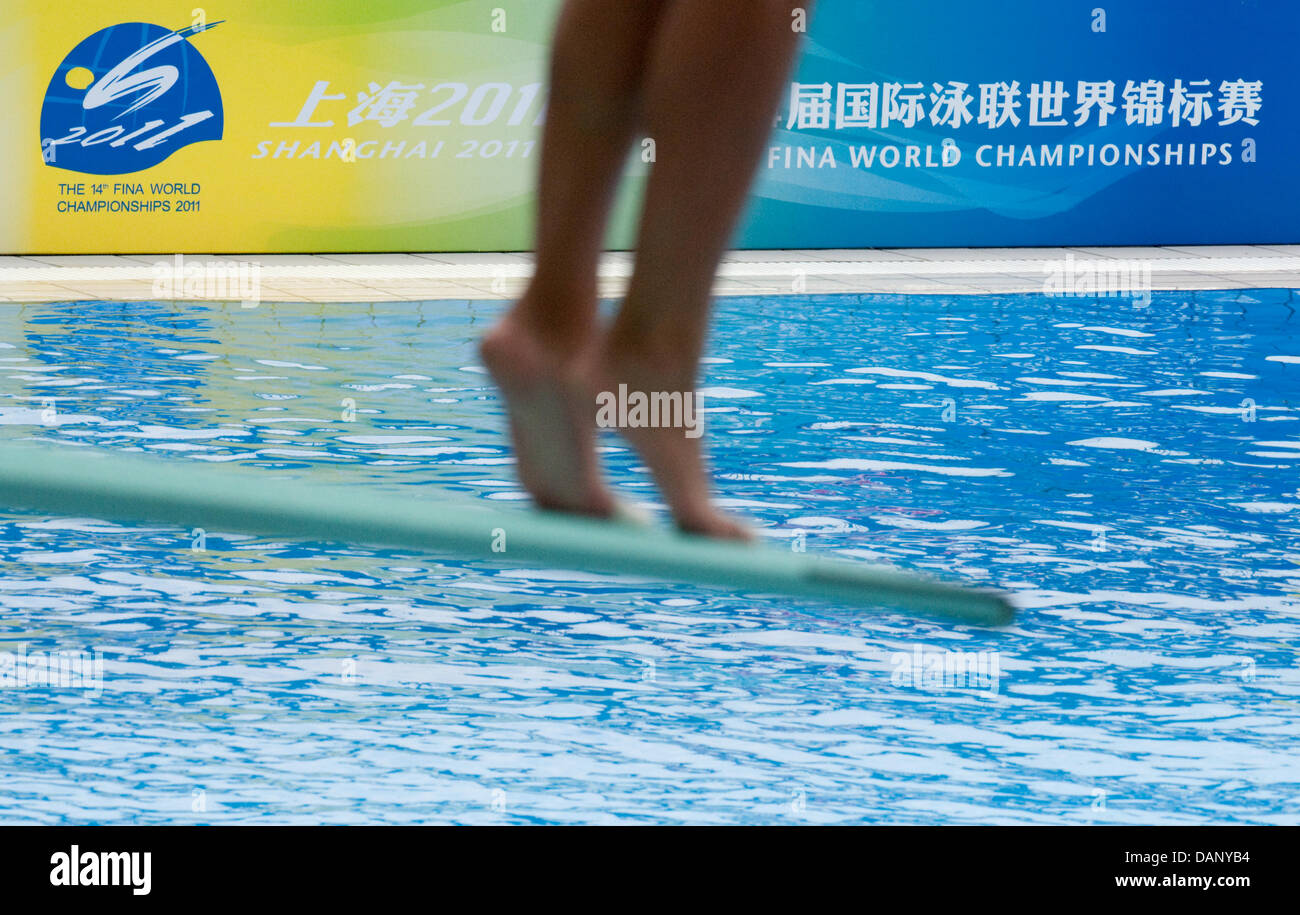 A diver during the Springboard training session at the 2011 FINA World ...