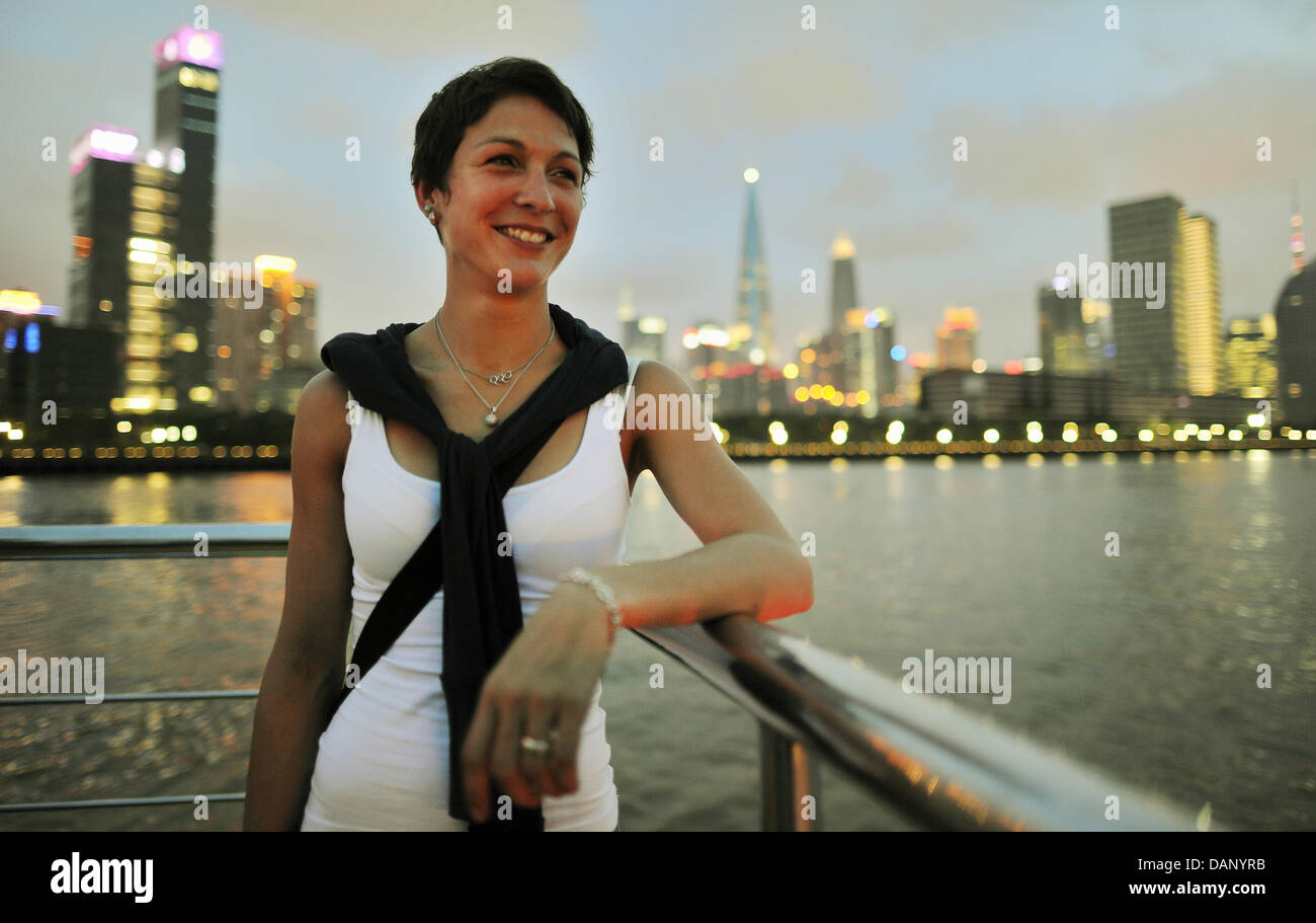 German diver Christin Steuer poses during a boot-trip on the Huang Pu ...