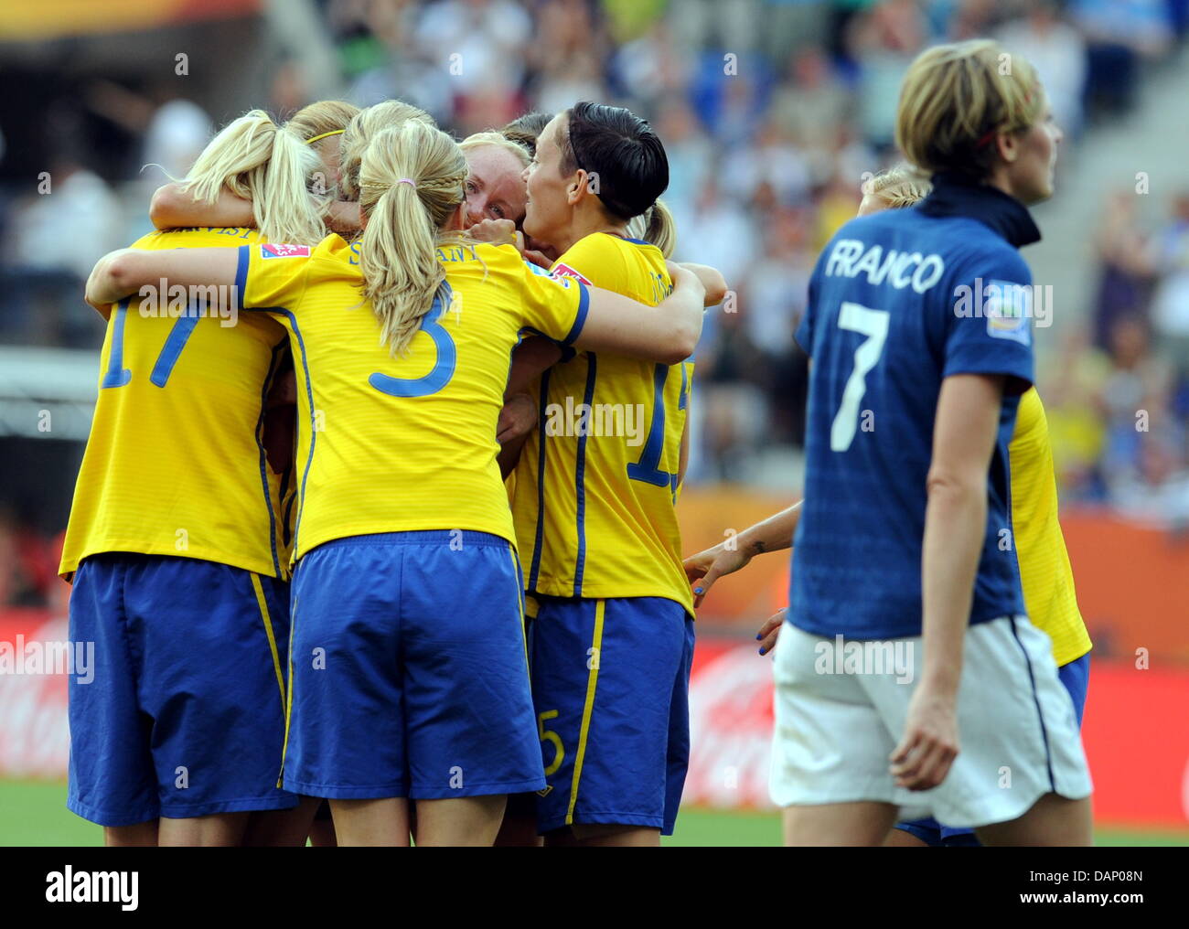 Sweden's Marie Hammerstrom (C) celebrates with her team mates after ...