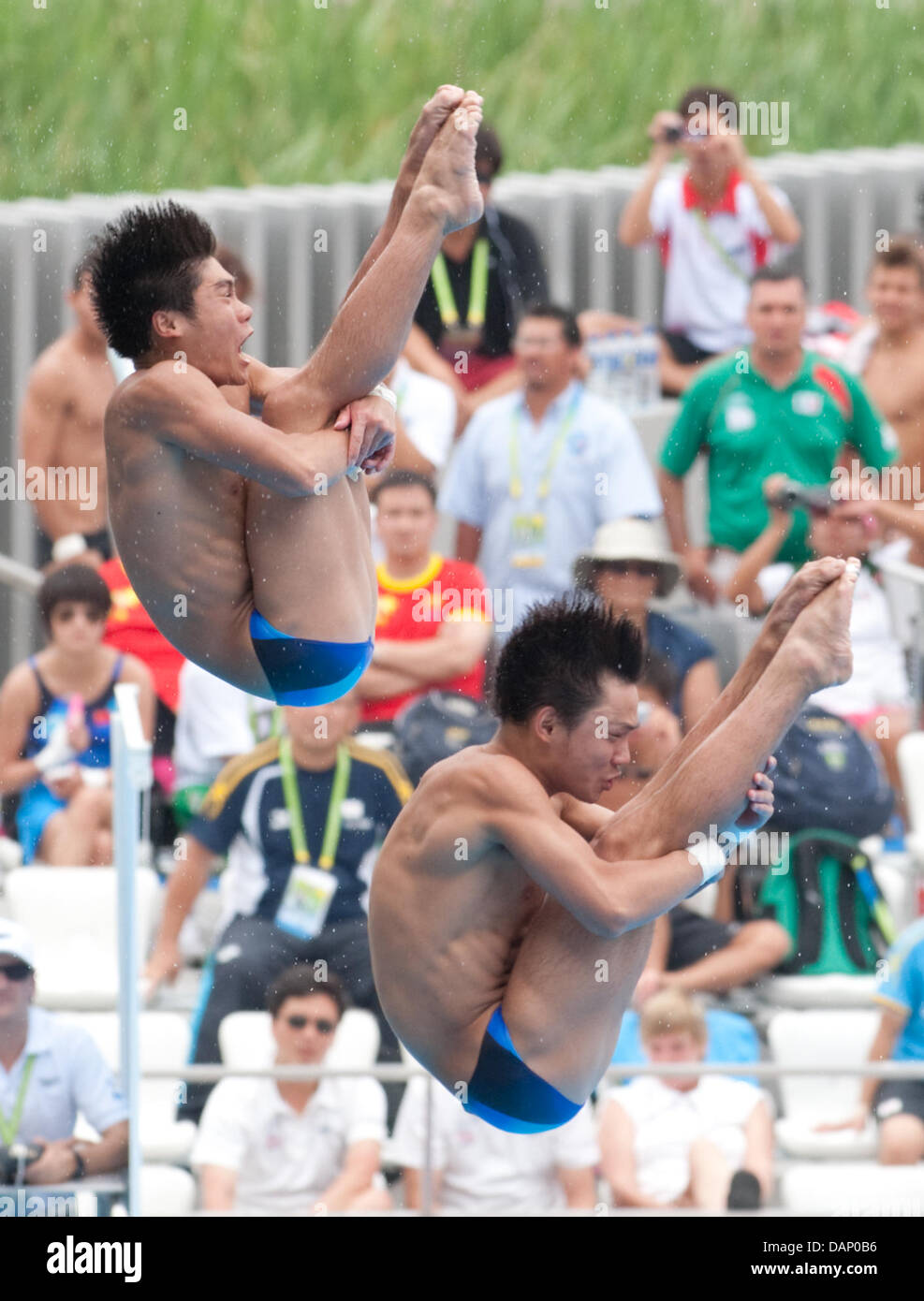 China's Huo Liang and Qiu Bo dive during the men's 10m syncro platform ...