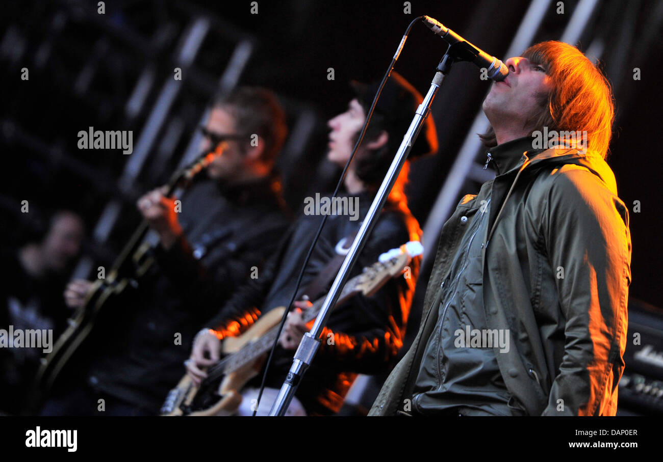Liam Gallagher (R), singer of the British band Beady Eye, performs ...