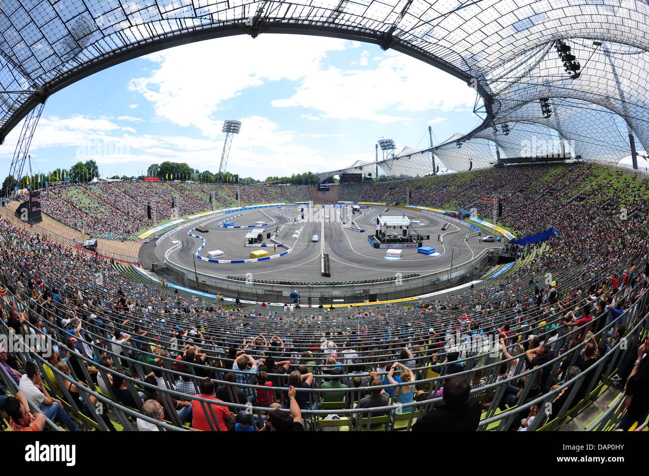 Numerous fans of the German Touring Car Masters (DTM) watch a show ...