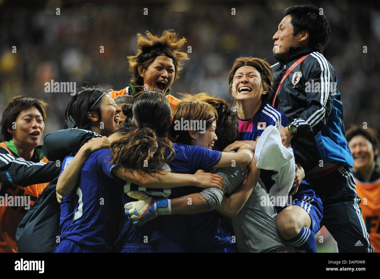 The Japanese team celebrates the victory after the penalty shoot out ...