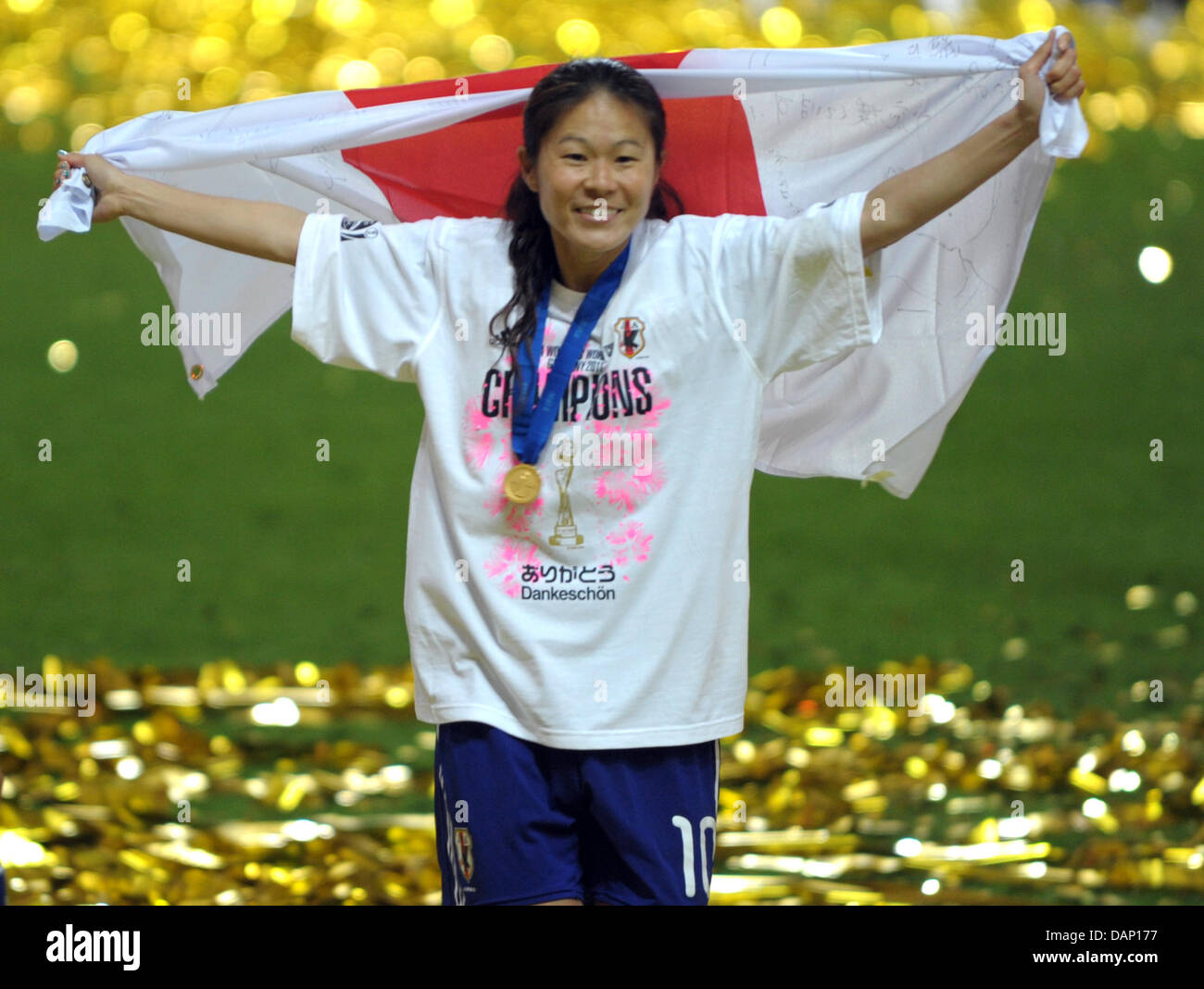 Homare Sawa of Japan celebrates after winning the FIFA Women's World ...