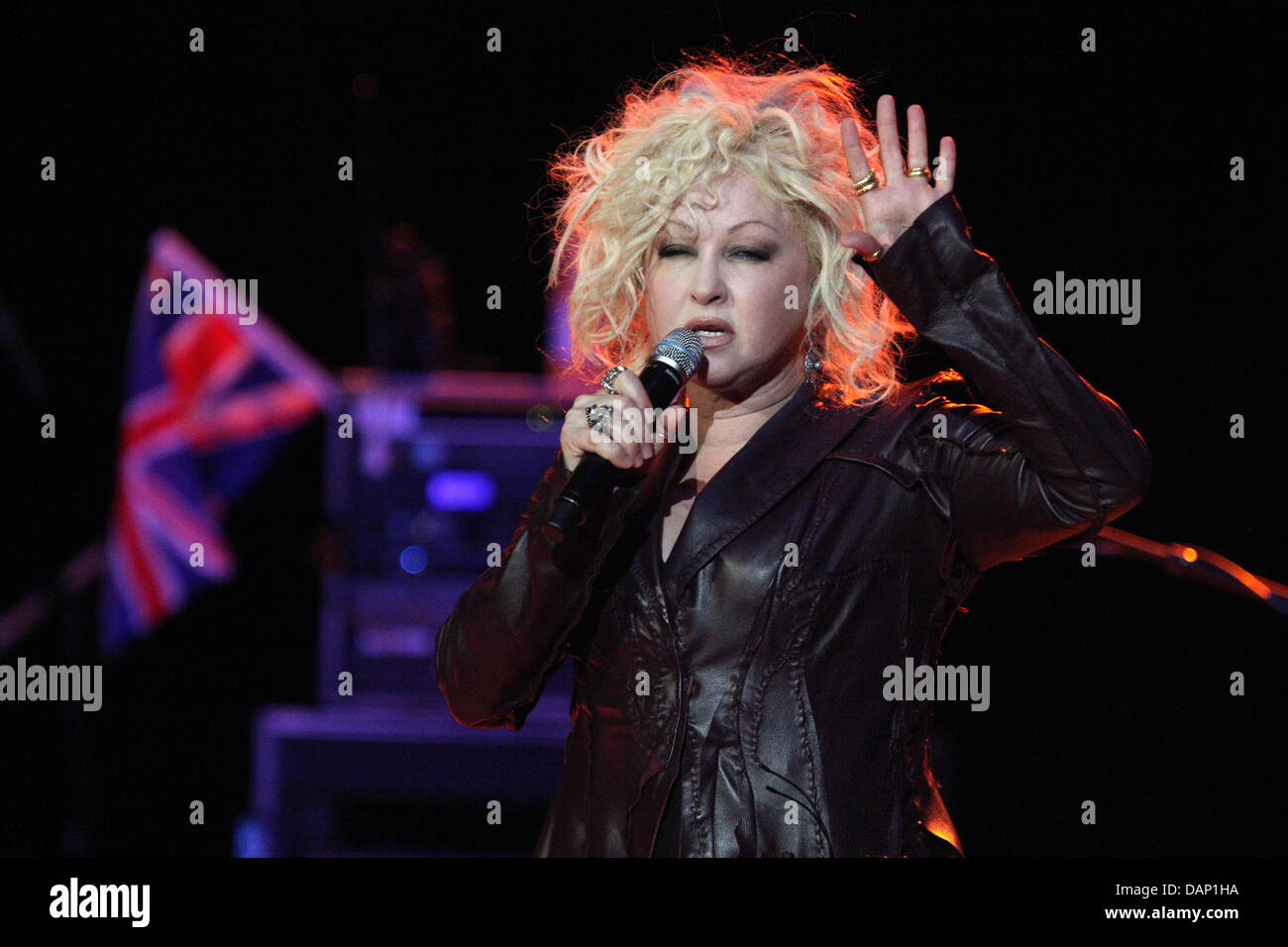 The US-American singer Cyndi Lauper performs on stage at Laeiszhall in ...