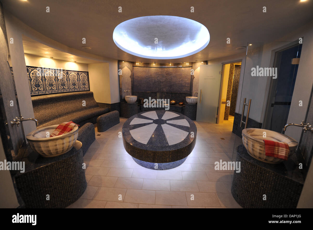 The interior shows a view into a hamam by the company Klafs inside the ...