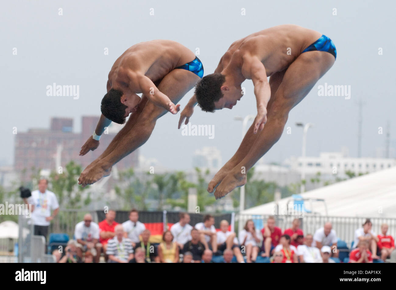 Patrick Hausding (R) and Stephan Feck from Germany in action at the 3 ...