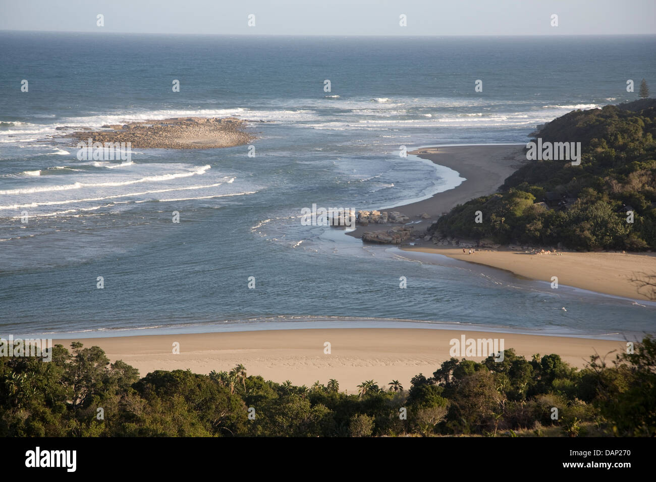 The Msikaba River flowing into Indian Ocean near side is Mkambati ...