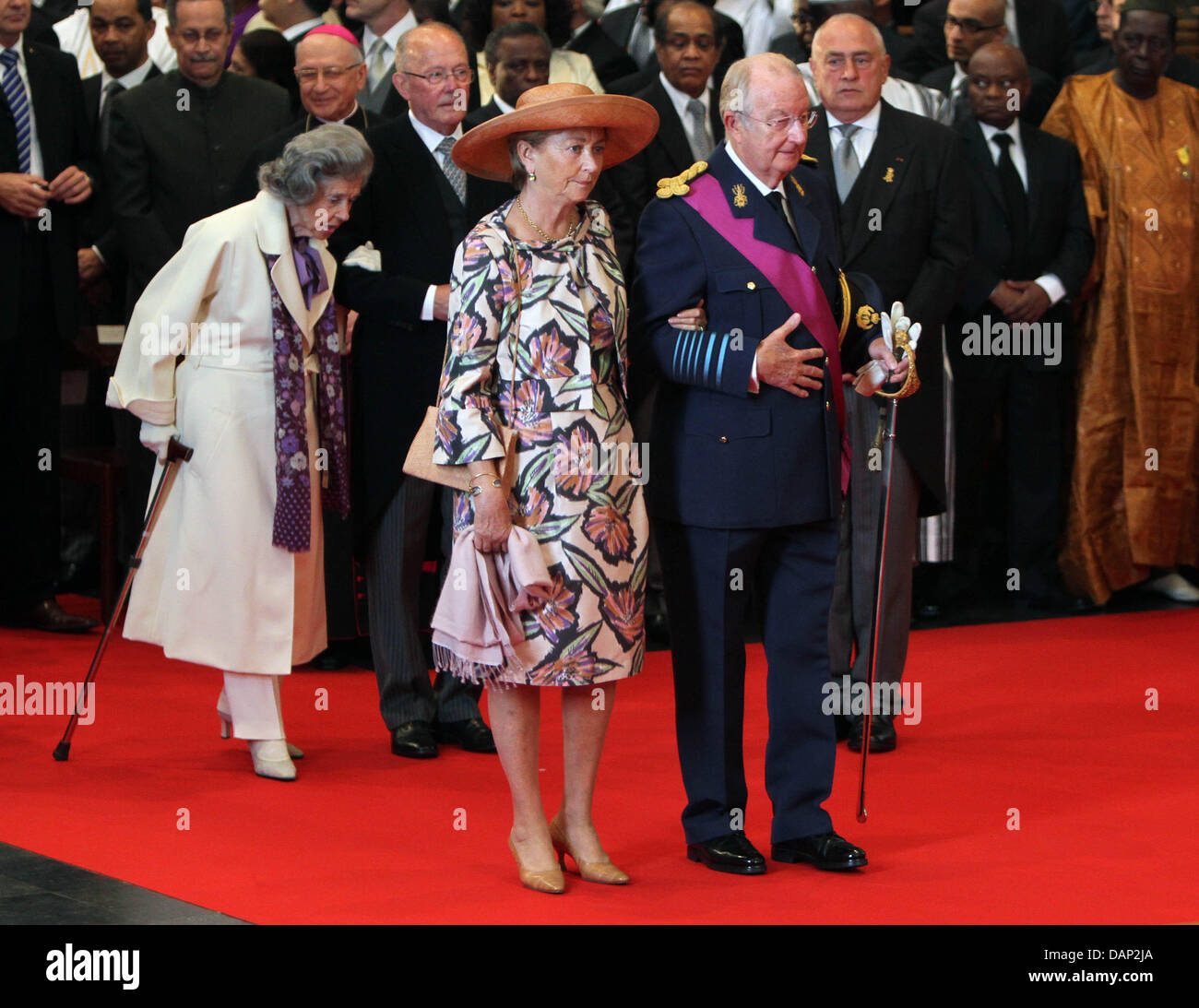 Queen Paola and King Albert II and Queen Fabiola (in the background L ...