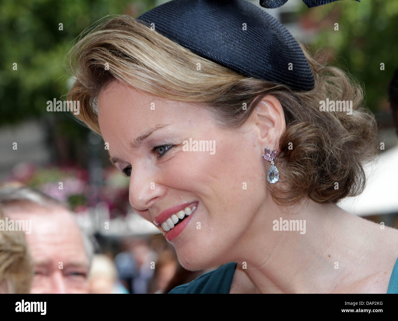 Crown Princess Mathilde of Belgium arrives at the Te Deum Mass at the ...