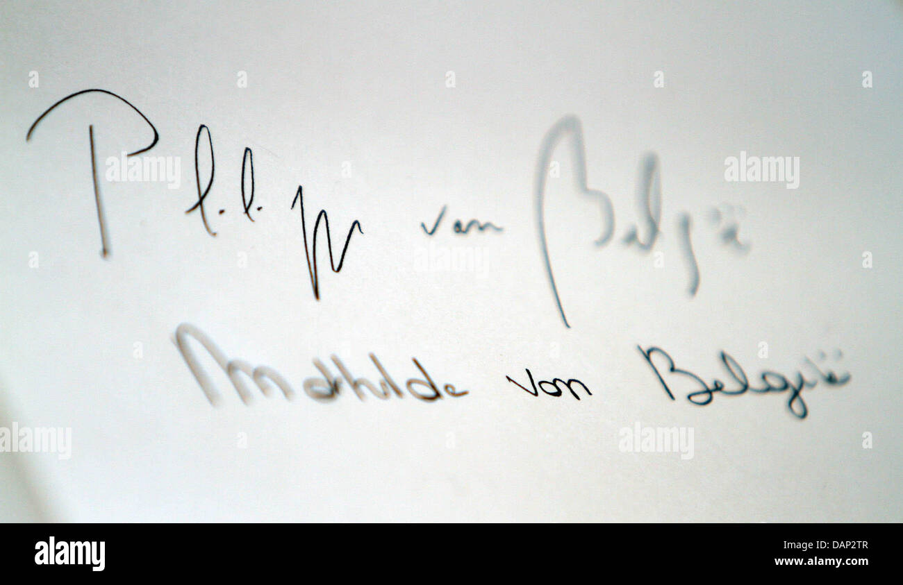 The signatures of Crown Prince Philippe and Princess Mathilde of ...